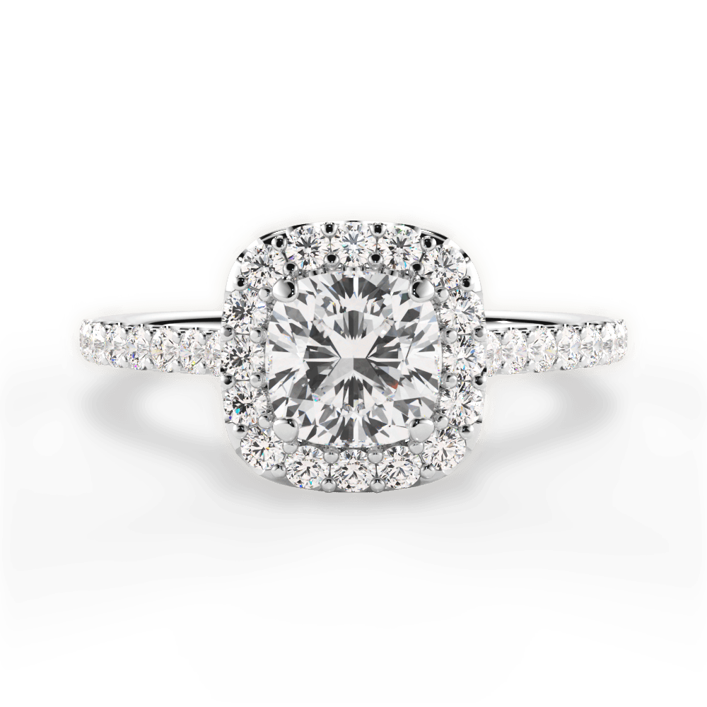 Cushion Cut Pave Halo Engagement Rings